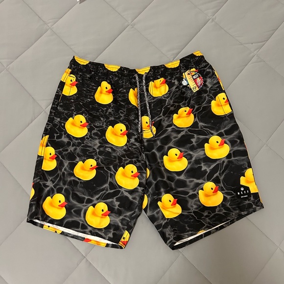 Neff | Swim | Neff Black And Yellow Duck Swim Shorts | Poshmark